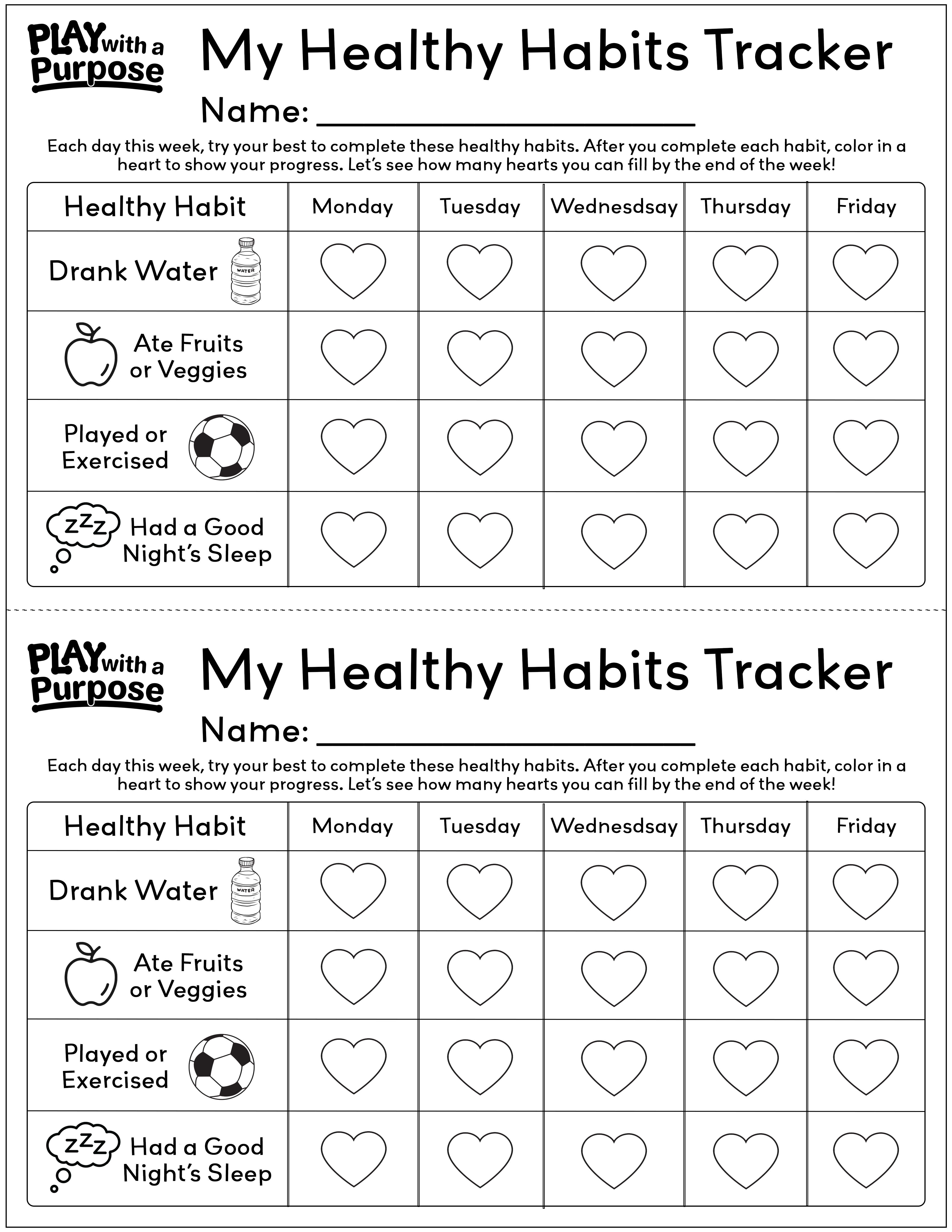 My Healthy Habits Tracker - Play with a Purpose Blog