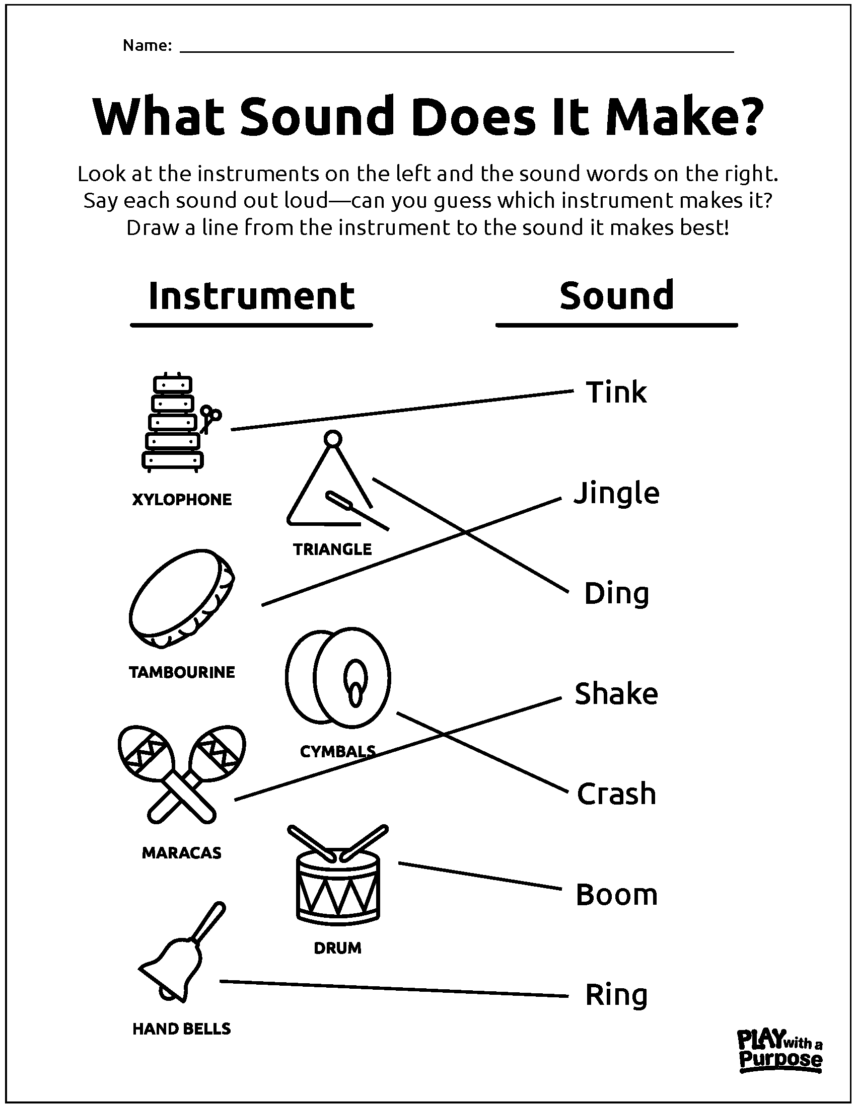 What Sound Does it Make? Worksheet - Play with a Purpose Blog