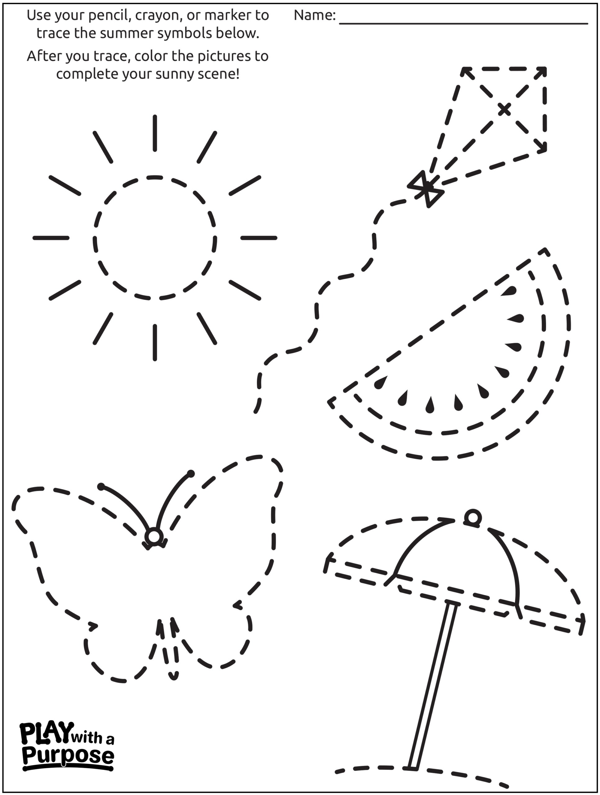 Sunny Day Tracing Worksheet - Play with a Purpose Blog