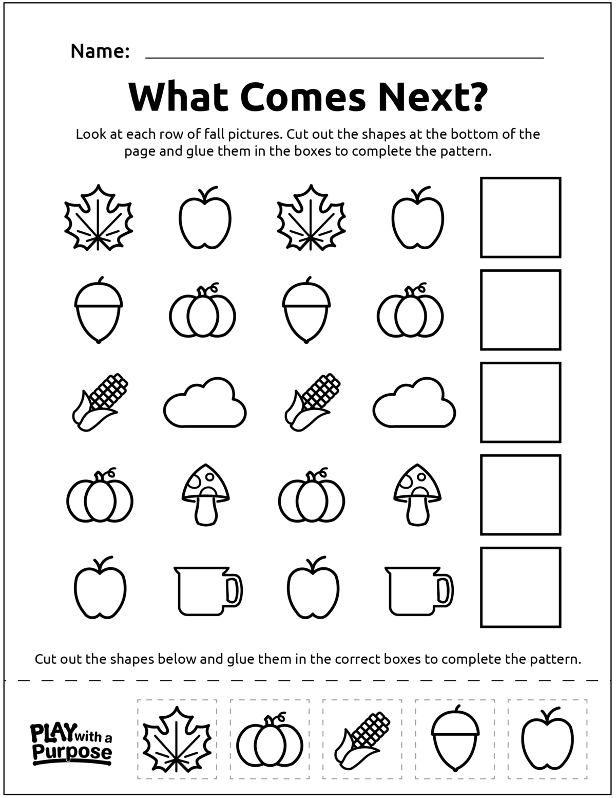 What Comes Next? Fall Patterns Printable - Play with a Purpose Blog